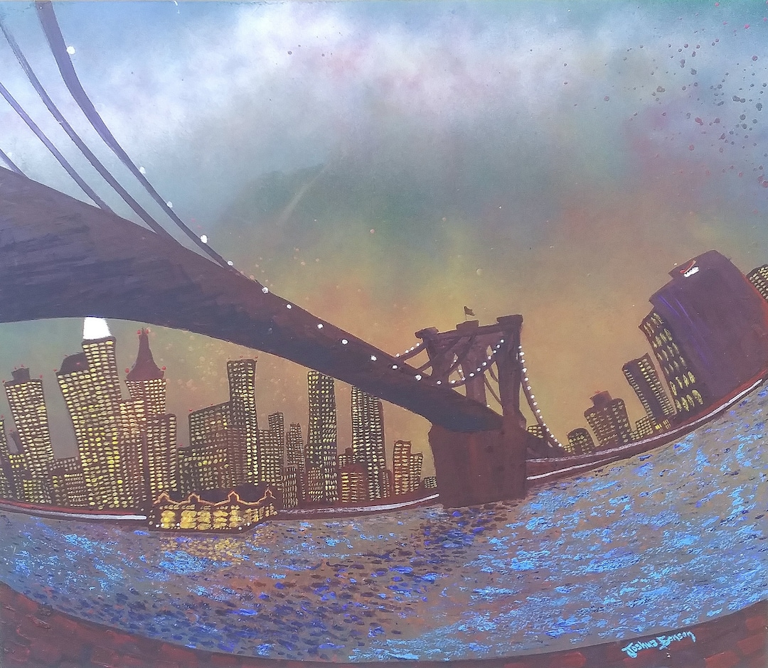 Brooklyn Bridge Original Painting Manhattan NYC Skyline at Sunset ...