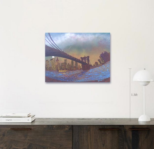 Brooklyn Bridge Original Painting Manhattan NYC Skyline at Sunset ...
