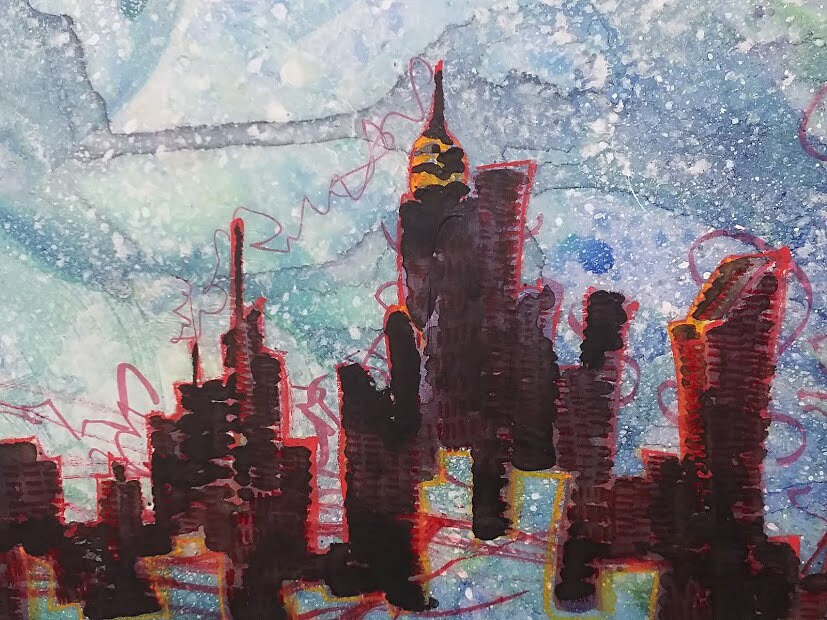 Abstract NYC Original Painting Manhattan NYC Skyline Cityscape Wall ...