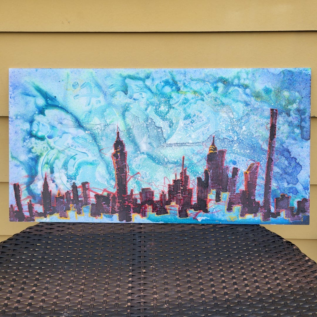 Abstract NYC Original Painting Manhattan NYC Skyline Cityscape Wall ...