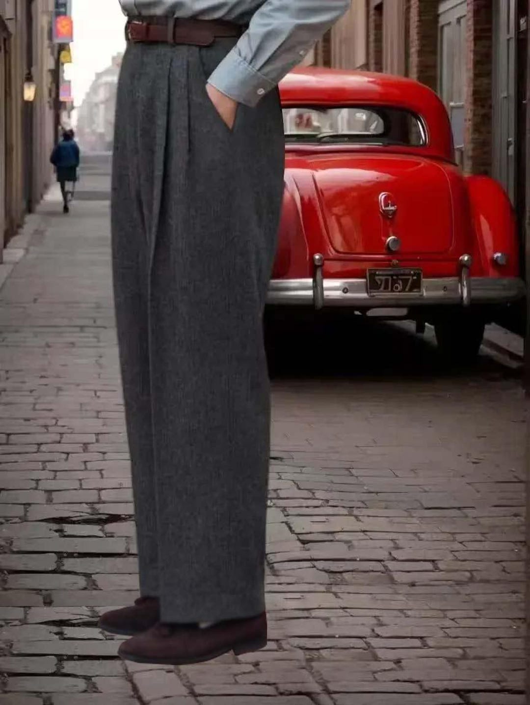 Custom 40s Men's Harris Tweed Inspired High-waisted Wide-leg Wool ...