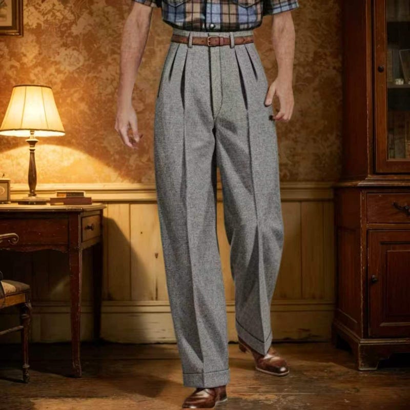 Brown Pleated Trouser - Etsy