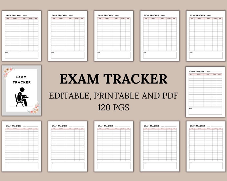 Editable and Printable Exam Tracker | Study Planner and Test Schedule ...