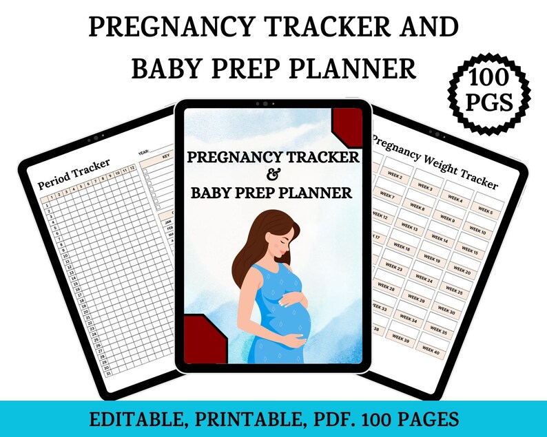 Editable and Printable Pregnancy Tracker and Baby Prep Planner ...