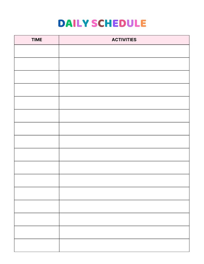 Editable and Printable Kid's Daily Schedule Planner | Kids Routine ...