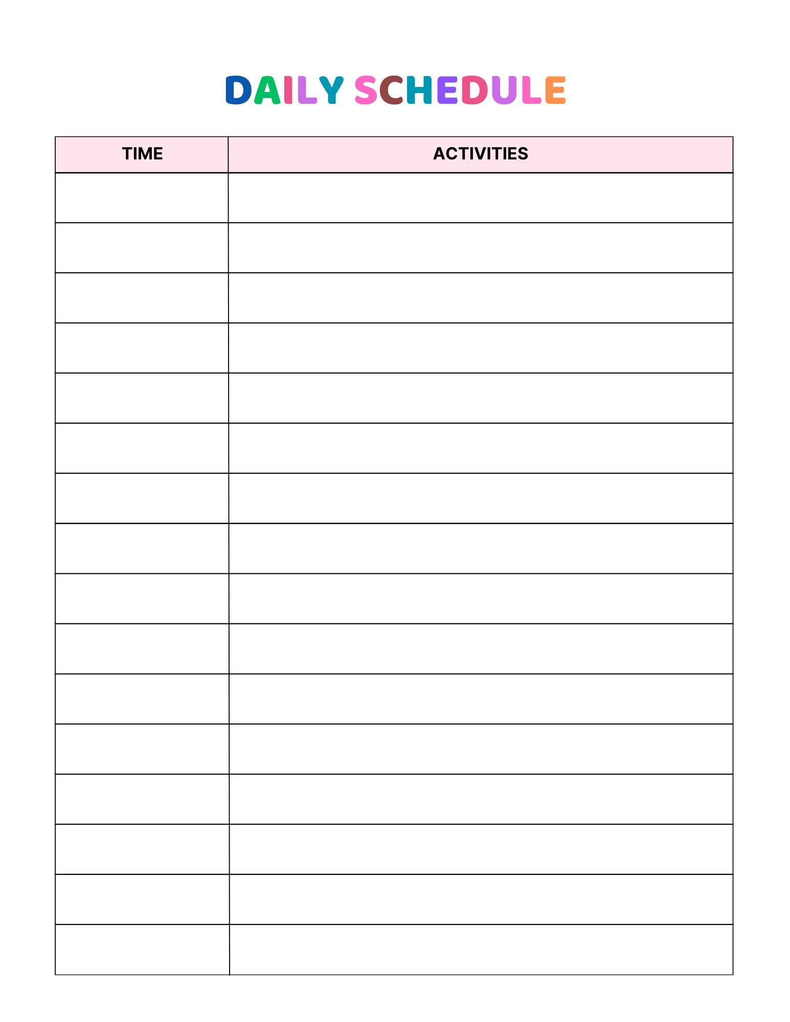 Editable and Printable Kid's Daily Schedule Planner | Kids Routine ...