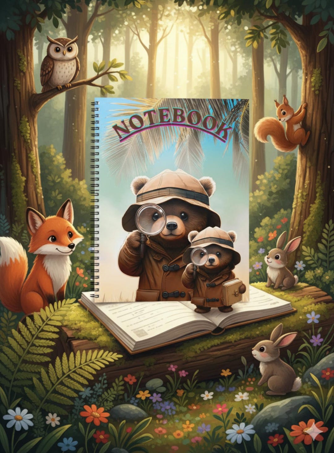 100-page Printable Notebook 6”x8” – Cute Bear Explorer Cover | Kids ...