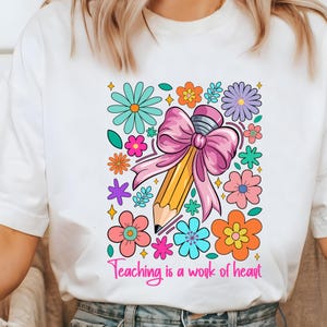 Teaching is A Work of Heart Png, Pencil Coquette Bow Png, Back to ...