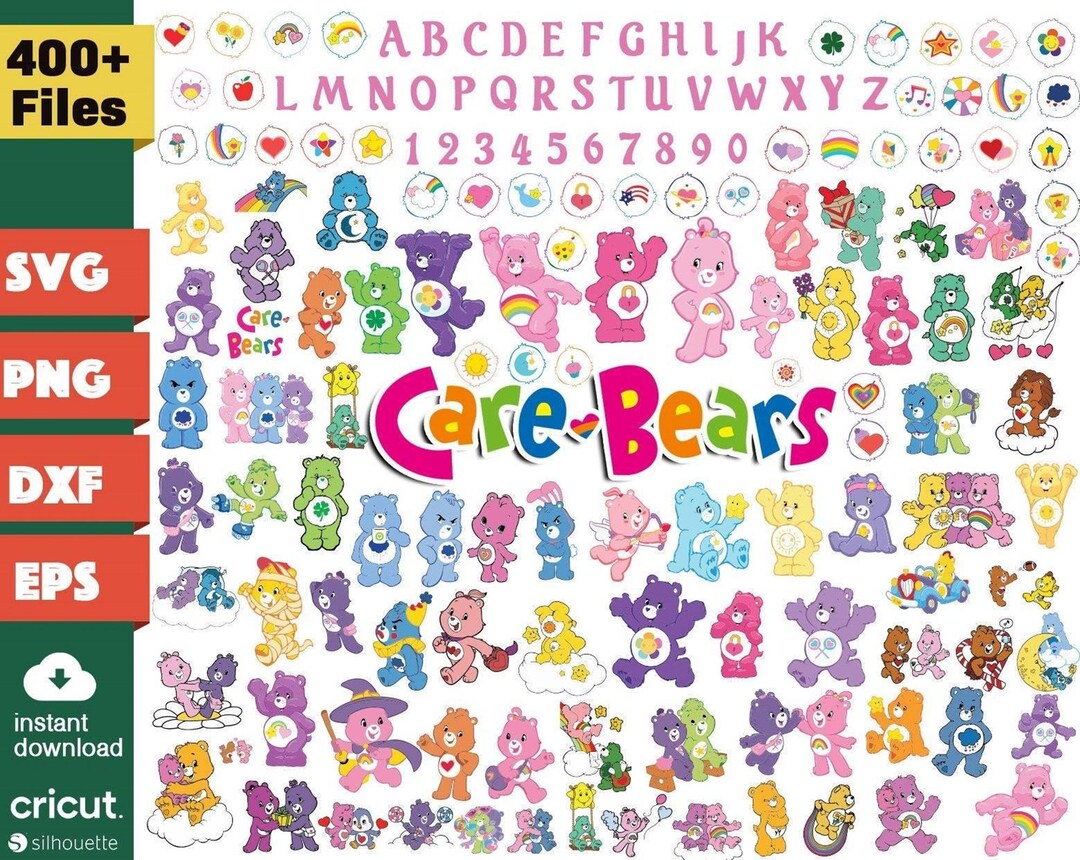 Care Bears Mega Bundle Png Files, Bears Png, Care Bears Clipart, Care ...