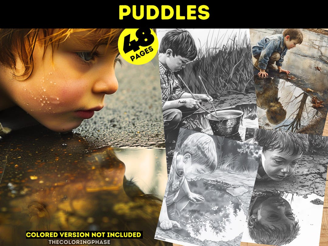 Puddles | Coloring Page | Grayscale | for Kids and Adults | A Must for ...