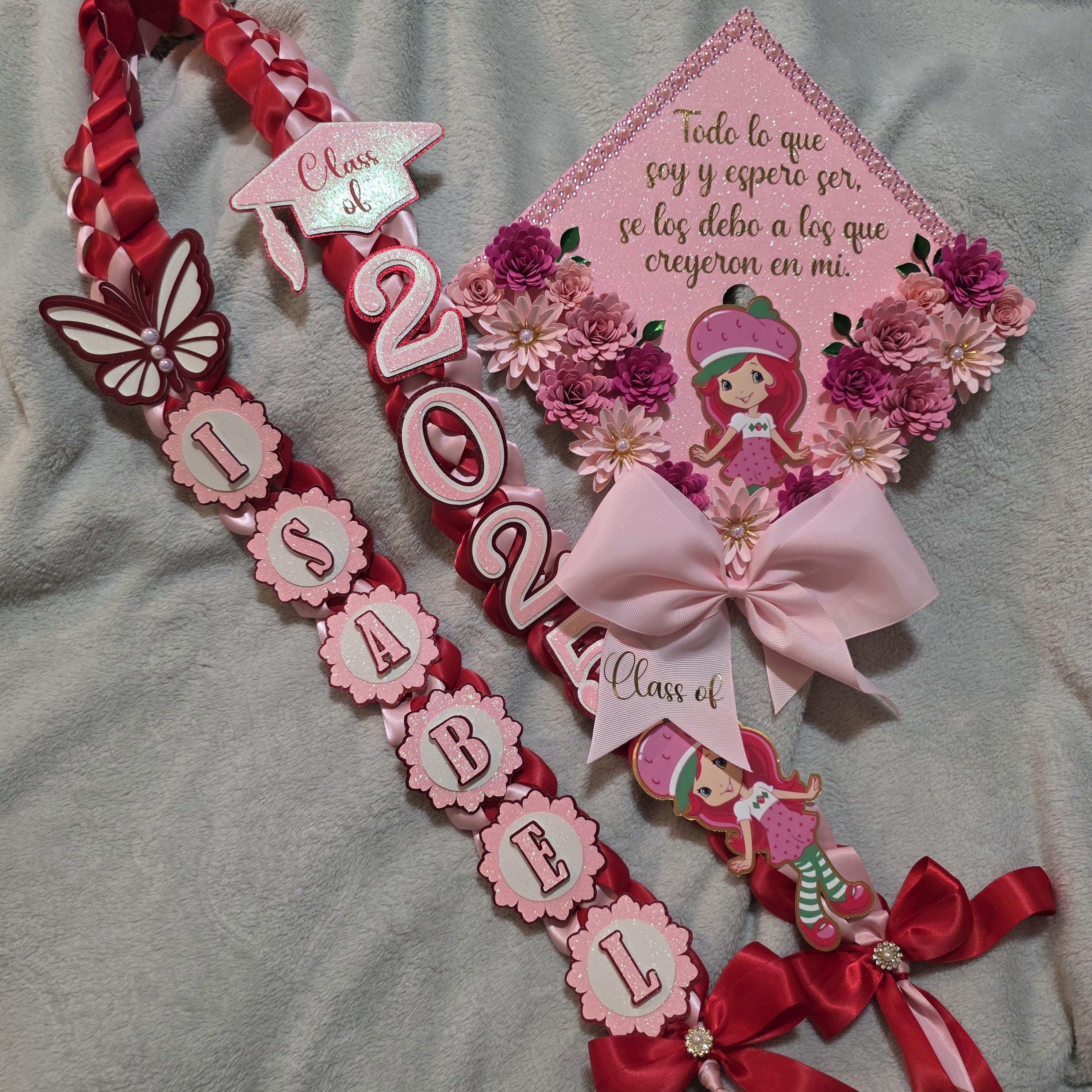 Strawberry Graduation Lei and Grad Topper Pink Graduation Gift Keepsake ...