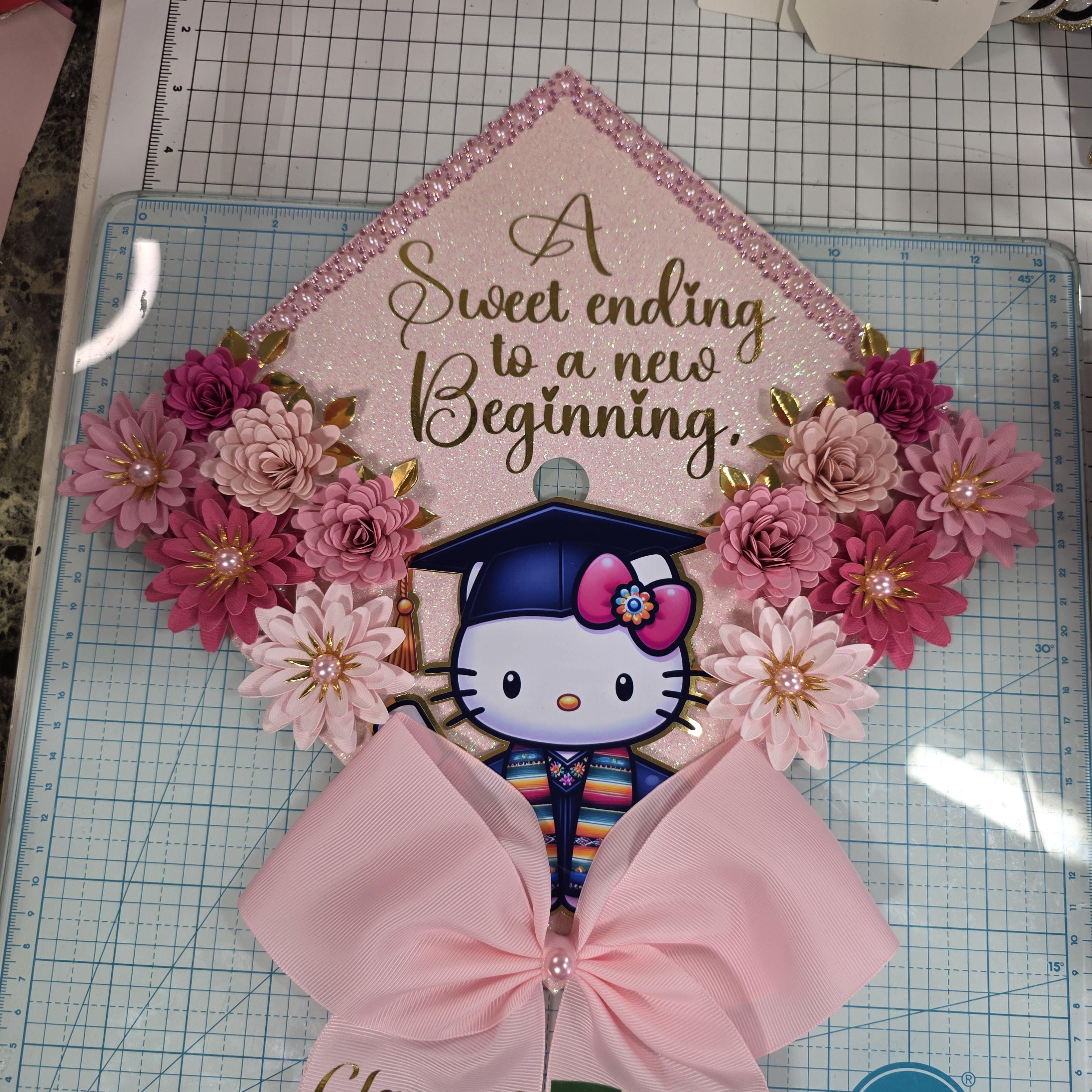 Custom Graduation Cap Topper Handmade Floral Grad Hat, Class of 2026 ...