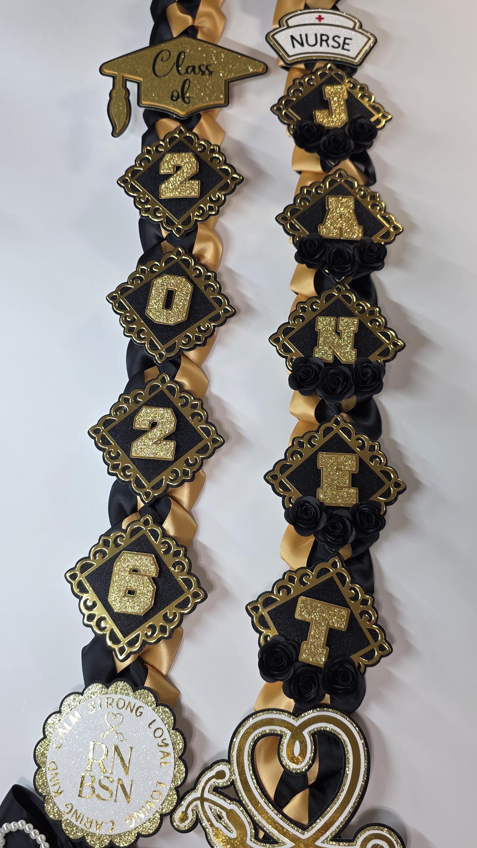 Black and Gold Nurse Graduation Lei Class of 2026 RN, LVN, BSN - Etsy
