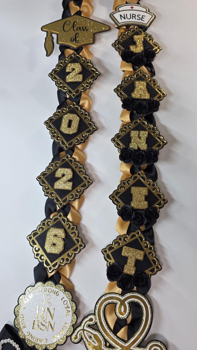 Black and Gold Nurse Graduation Lei Class of 2026 RN, LVN, BSN - Etsy