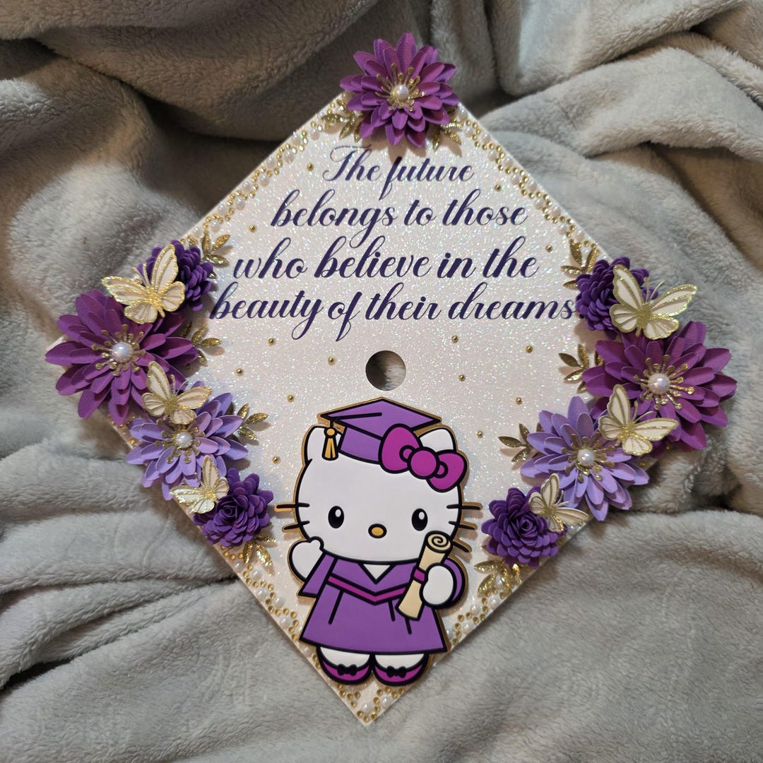 Graduation Cap Topper Purple Kawaii Gradtopper Custom Topper Graduation ...