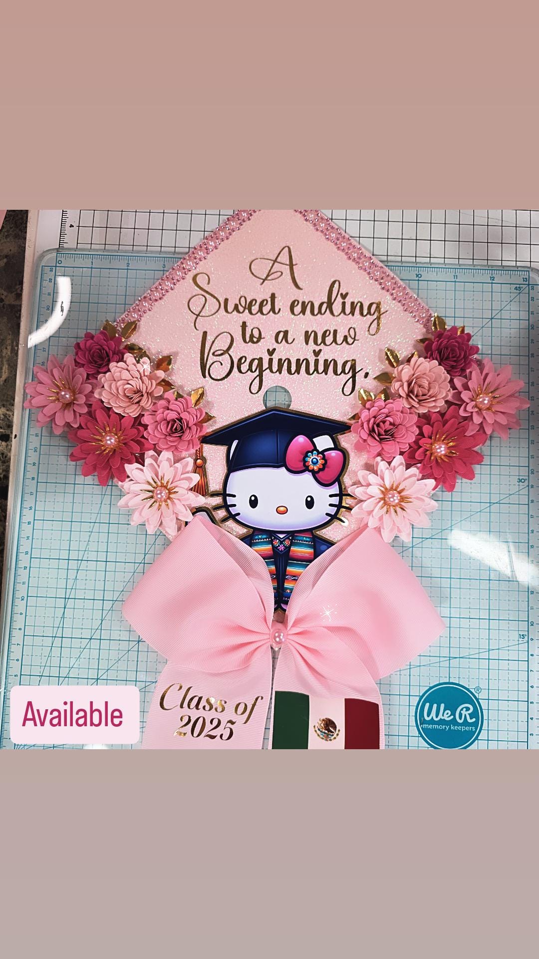 Custom Graduation Cap Topper Handmade Floral Grad Hat, Class of 2026 ...