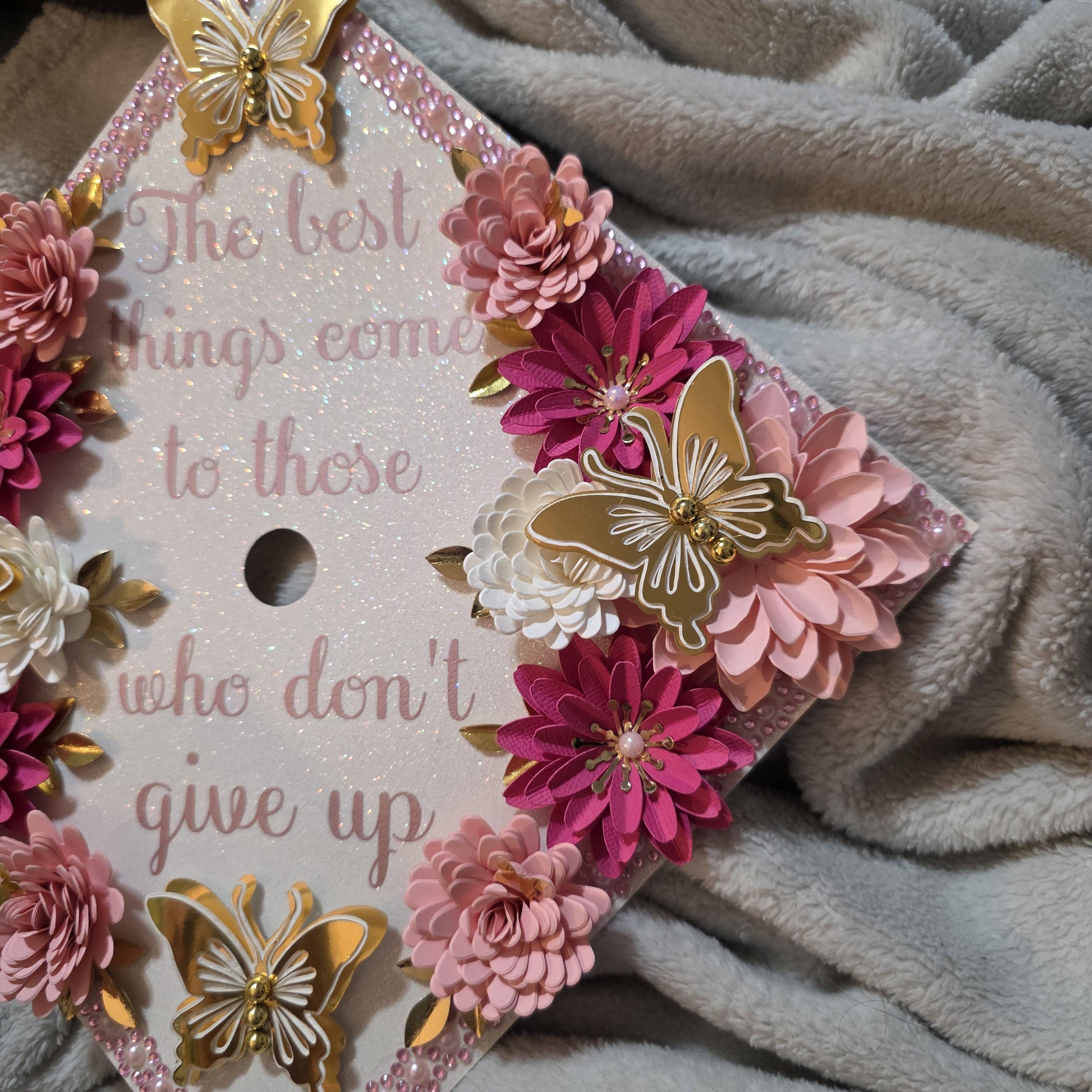 Pink Grad Cap Topper Paper Flower Grad Topper Graduation Cap Design ...