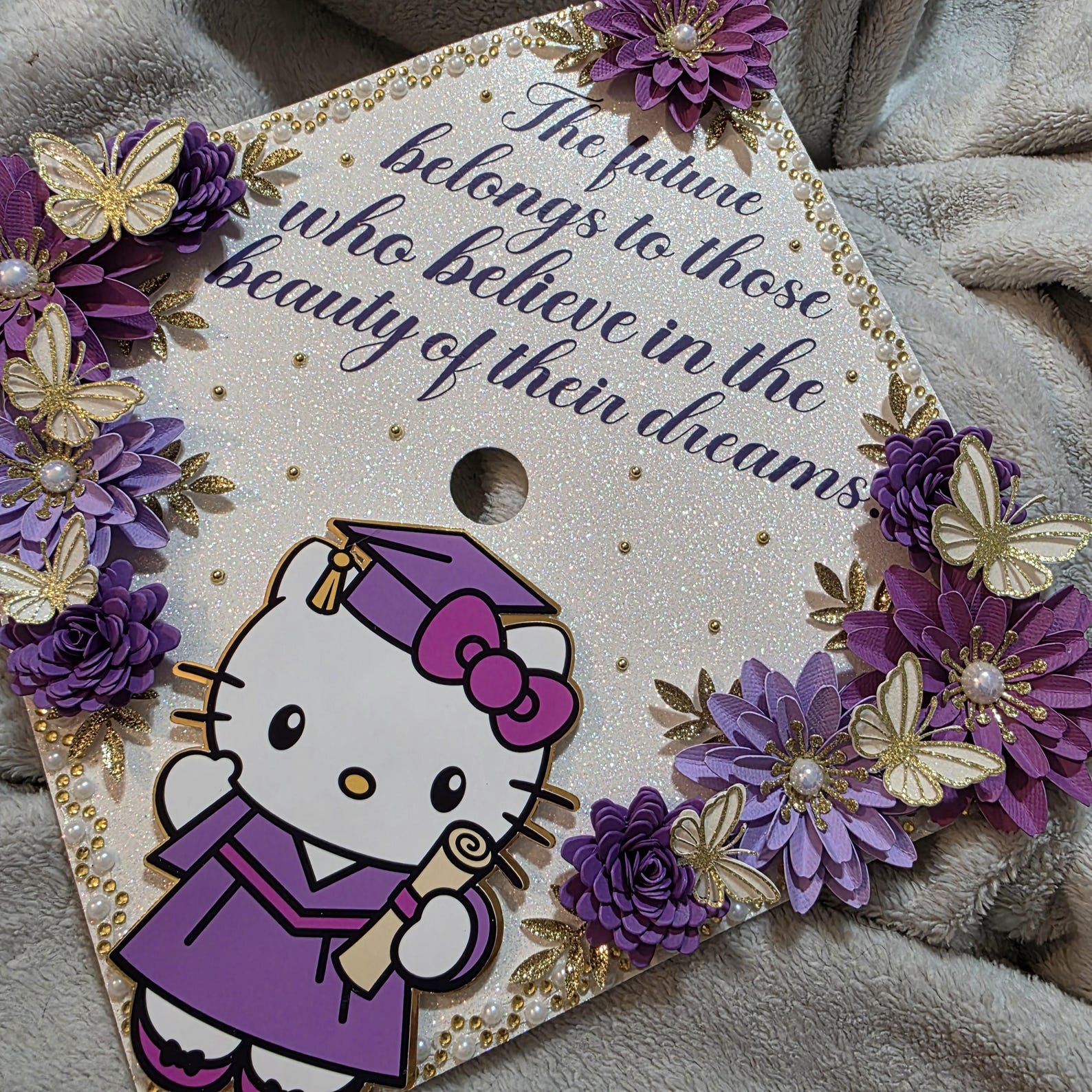 Graduation Cap Topper Purple Kawaii Gradtopper Custom Topper Graduation ...