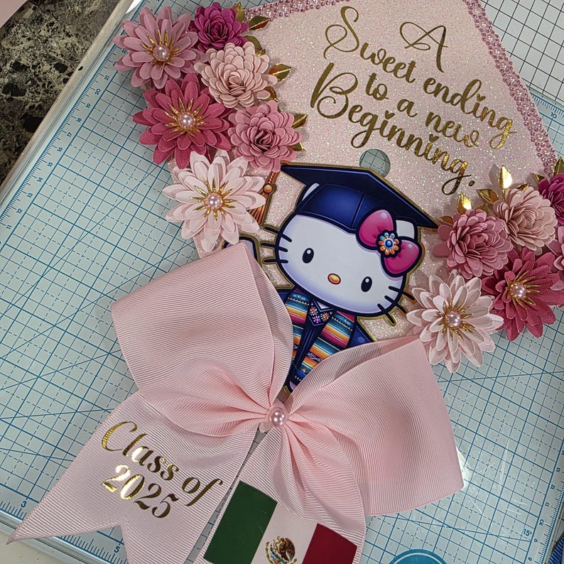 Custom Graduation Cap Topper Handmade Floral Grad Hat, Class of 2026 ...