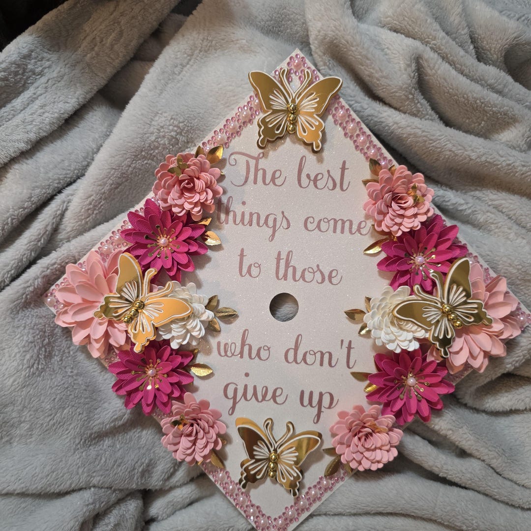 Pink Grad Cap Topper Paper Flower Grad Topper Graduation Cap Design ...