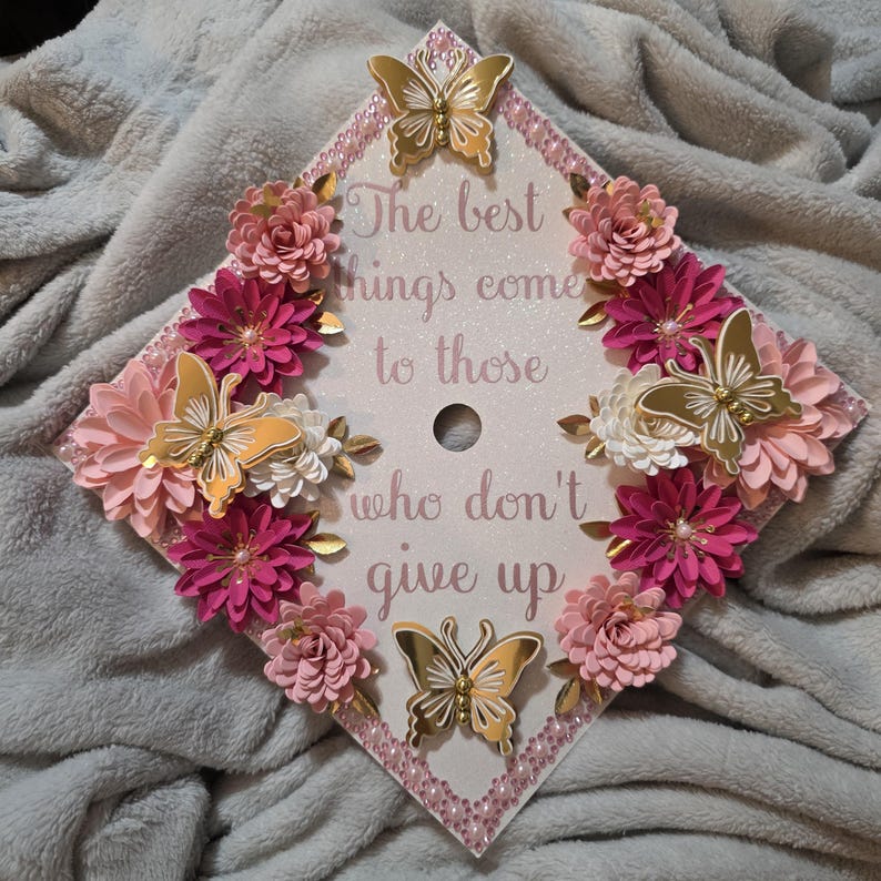 Pink Grad Cap Topper Paper Flower Grad Topper Graduation Cap Design ...