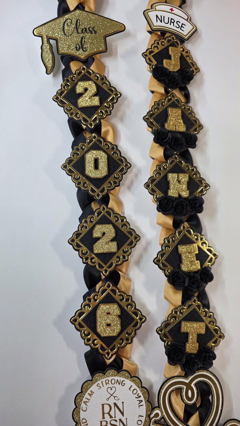 Black and Gold Nurse Graduation Lei Class of 2026 RN, LVN, BSN - Etsy