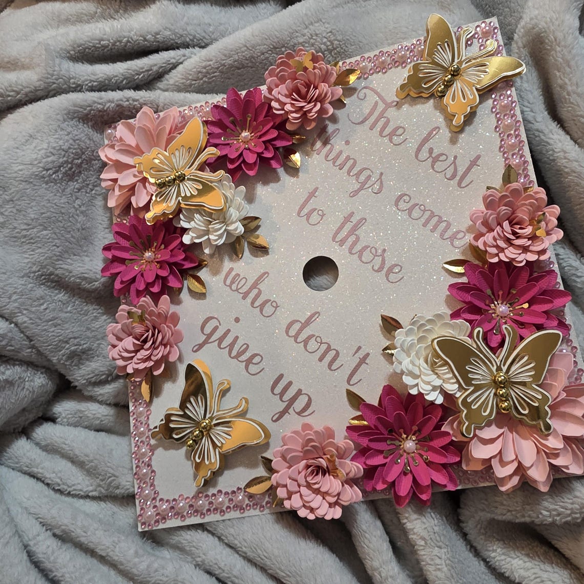 Pink Grad Cap Topper Paper Flower Grad Topper Graduation Cap Design ...