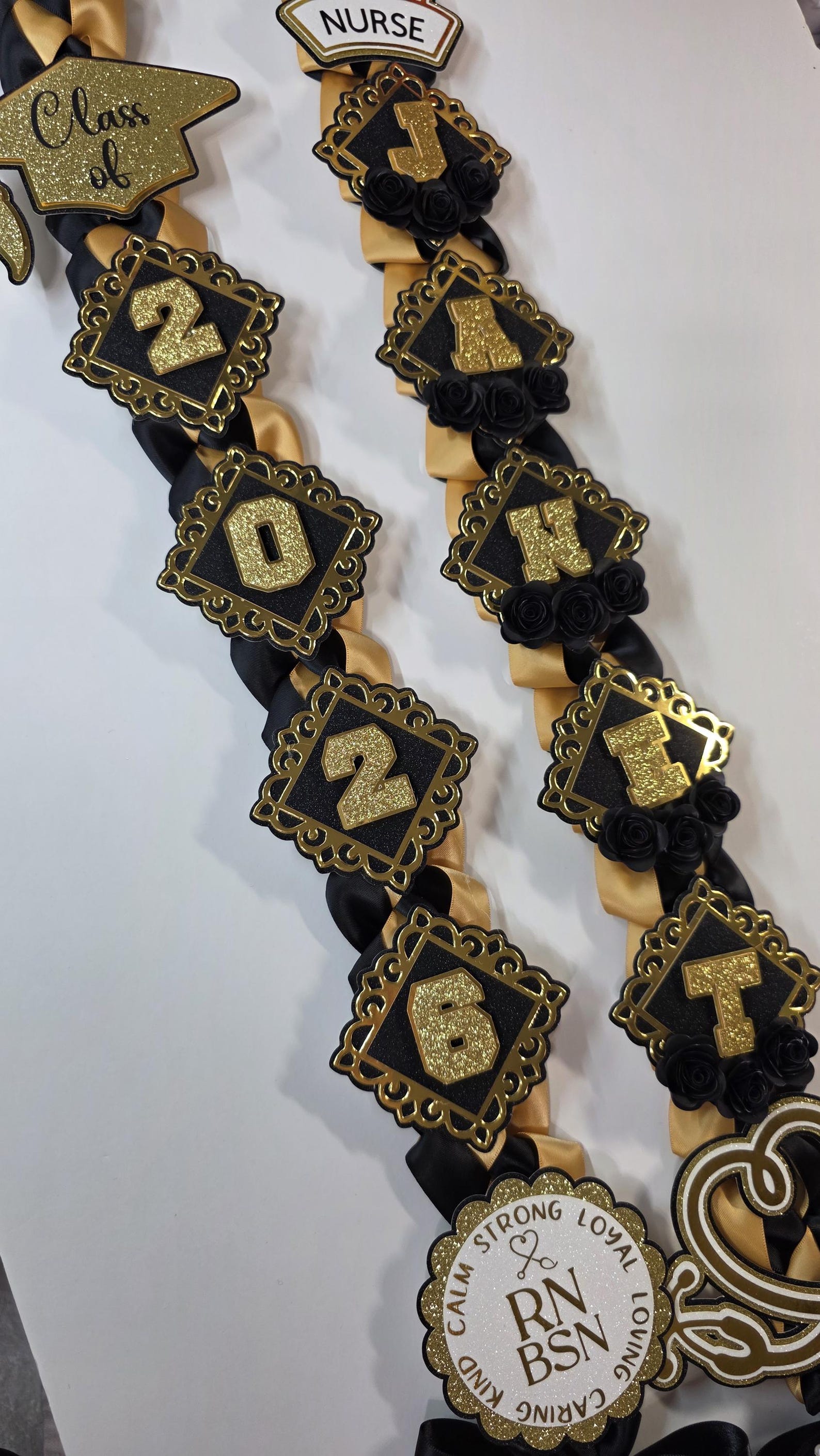 Black and Gold Nurse Graduation Lei Class of 2026 RN, LVN, BSN - Etsy