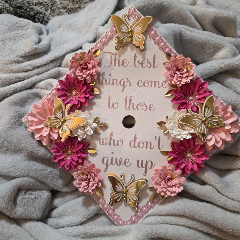Pink Grad Cap Topper Paper Flower Grad Topper Graduation Cap Design ...