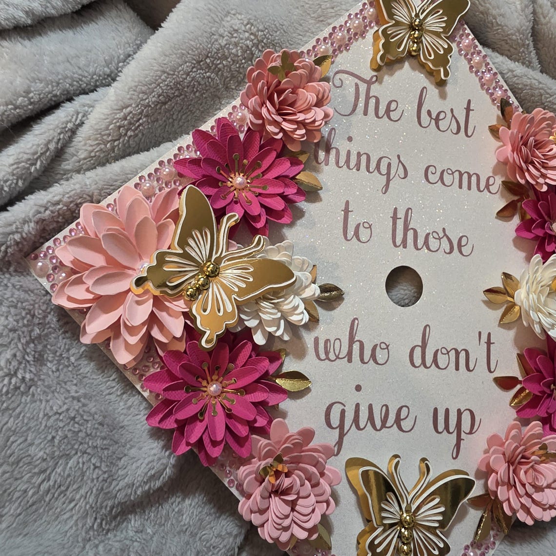 Pink Grad Cap Topper Paper Flower Grad Topper Graduation Cap Design ...