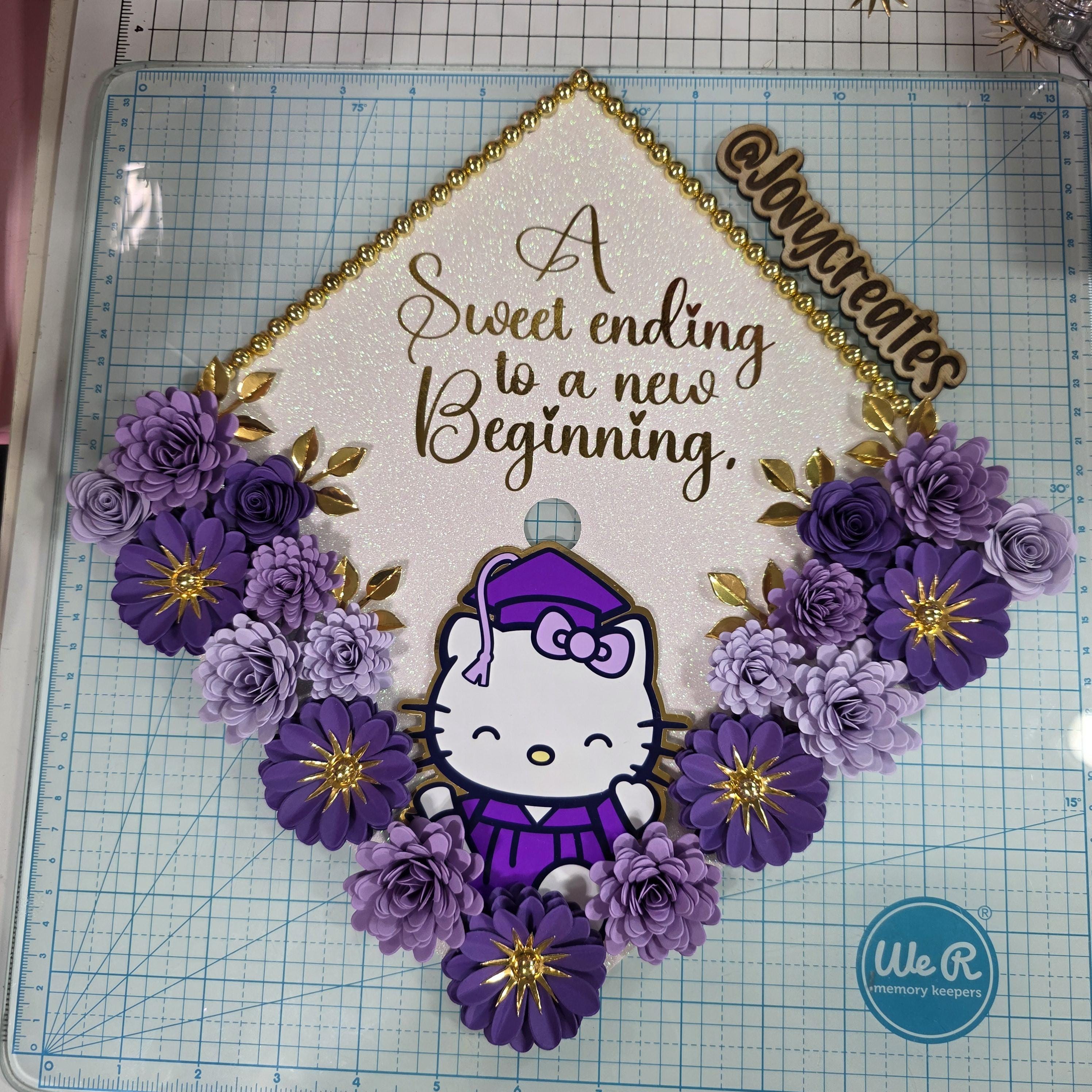 Personalized Kawaii Purple Graduation Cap Topper & Lei Set Senior Class ...