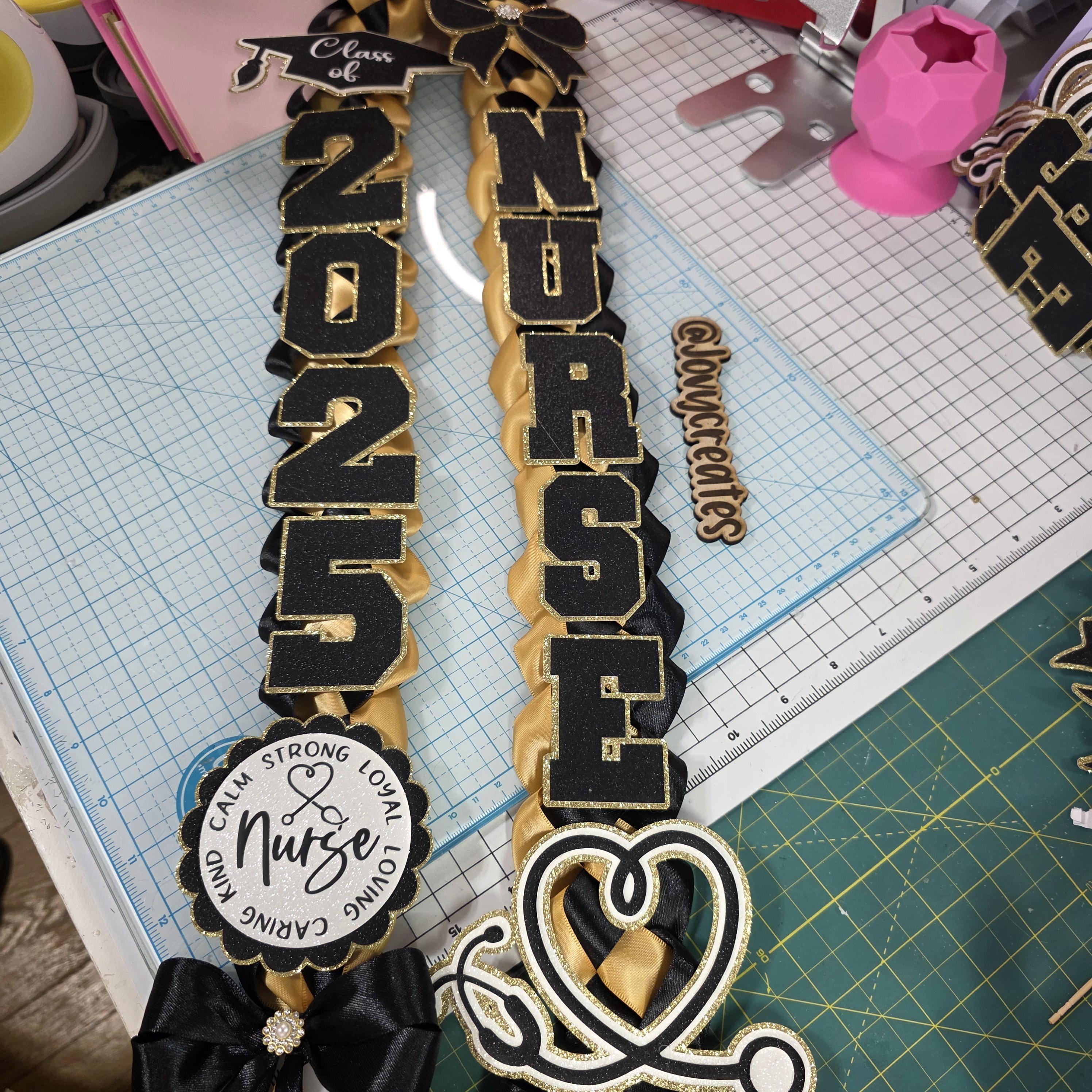 Black and Gold Nurse Graduation Graduation Lei Graduation Lei Ribbon ...