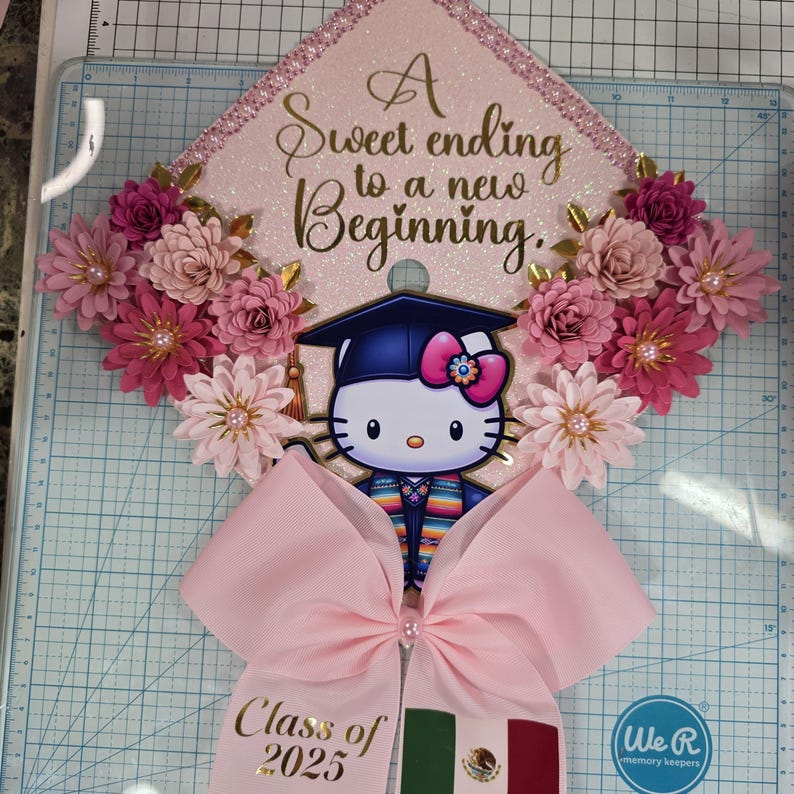 Custom Graduation Cap Topper Handmade Floral Grad Hat, Class of 2026 ...