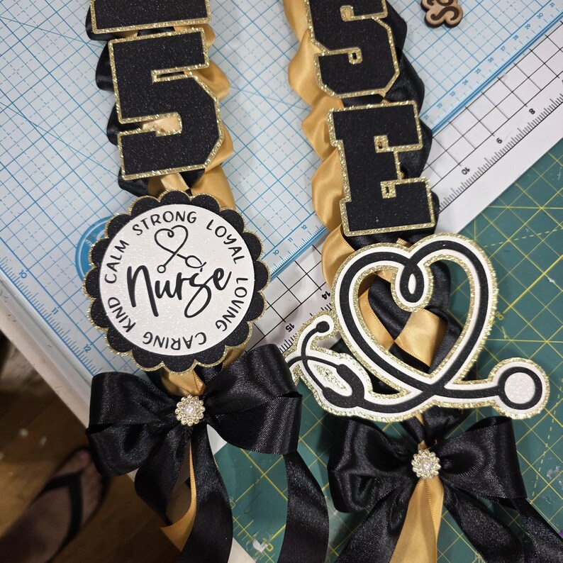 Black and Gold Nurse Graduation Graduation Lei Graduation Lei Ribbon ...