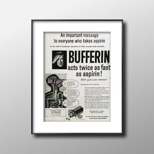 1955 Bufferin Ad, Headache Medicine Ad, Original Magazine Advertisement ...