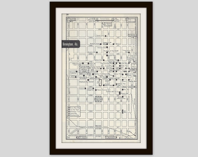 1950s Birmingham Alabama Map: Vintage City Street Grid - Etsy