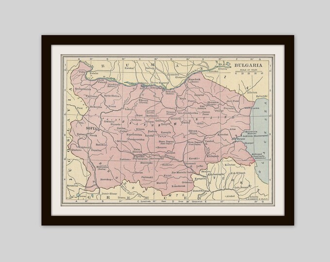 Antique Bulgaria Map, C. 1924, Map of Bulgaria, Antique Map, Original ...