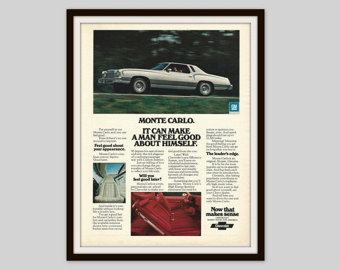 1975 Chevy Monte Carlo Ad, Automobile Print Ad, Chevrolet Car Ad, Retro ...