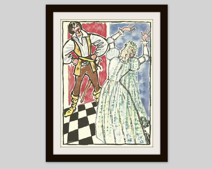 The Taming of the Shrew, Vintage Shakespeare Print, Mid-century Wall ...