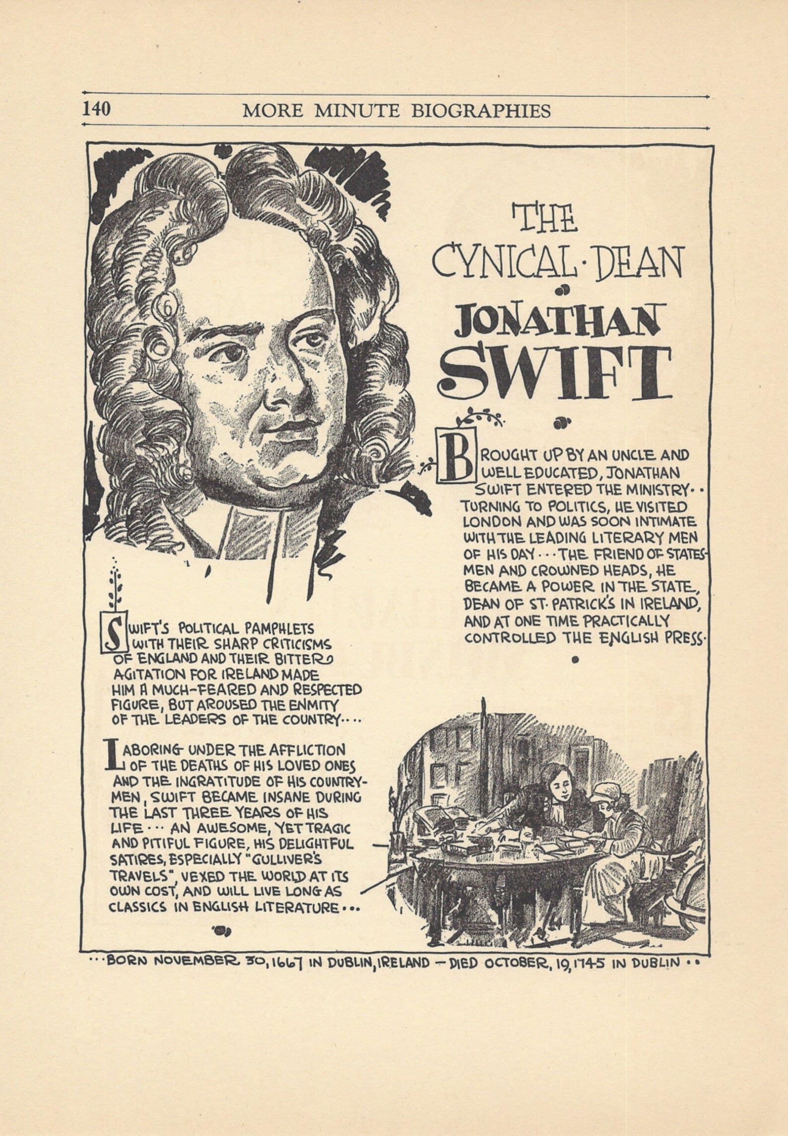 Jonathan Swift Vintage Art Print Classroom Art English - Etsy