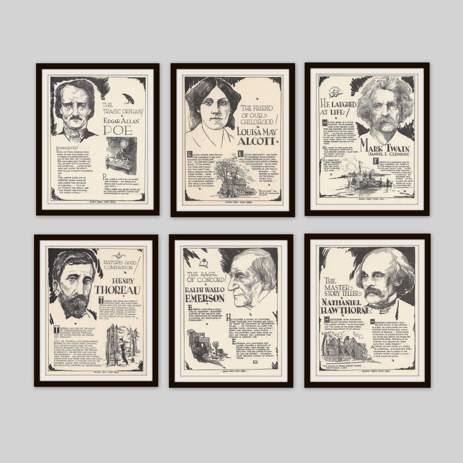 Any 6 Historical Biographies Set of 6 Vintage Art Print Set | Etsy