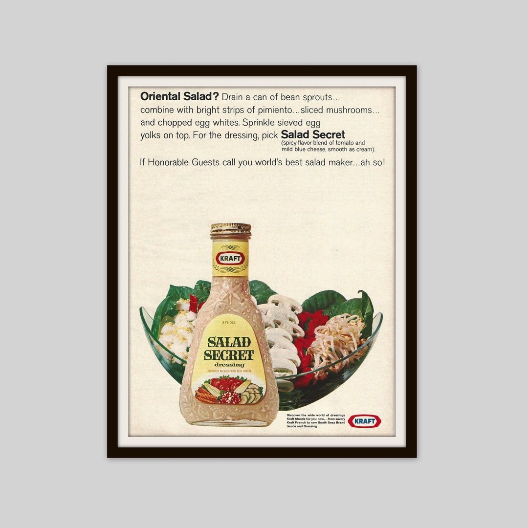1967 Kraft Salad Secret Dressing Ad, Vintage Salad Dressing Ad, Retro ...