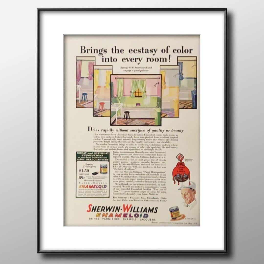 1930 Sherwin Williams Enameloid Paint Ad, Original Vintage Magazine ...