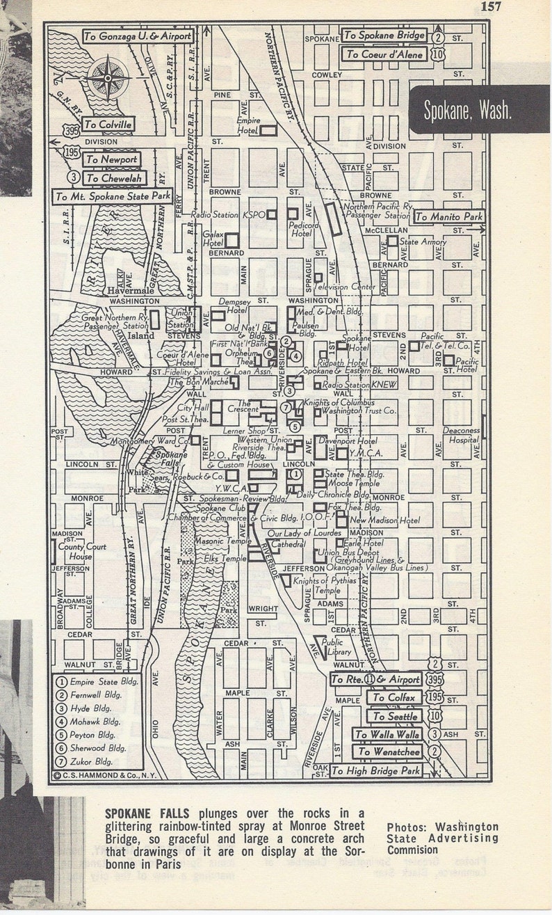 Springfield Massachusetts Map City Map Street Map 1950s 2 Etsy