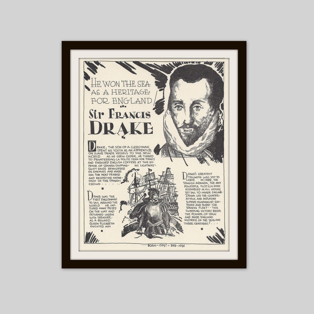 Sir Francis Drake, Vintage Art Print, Classroom Art, British History ...