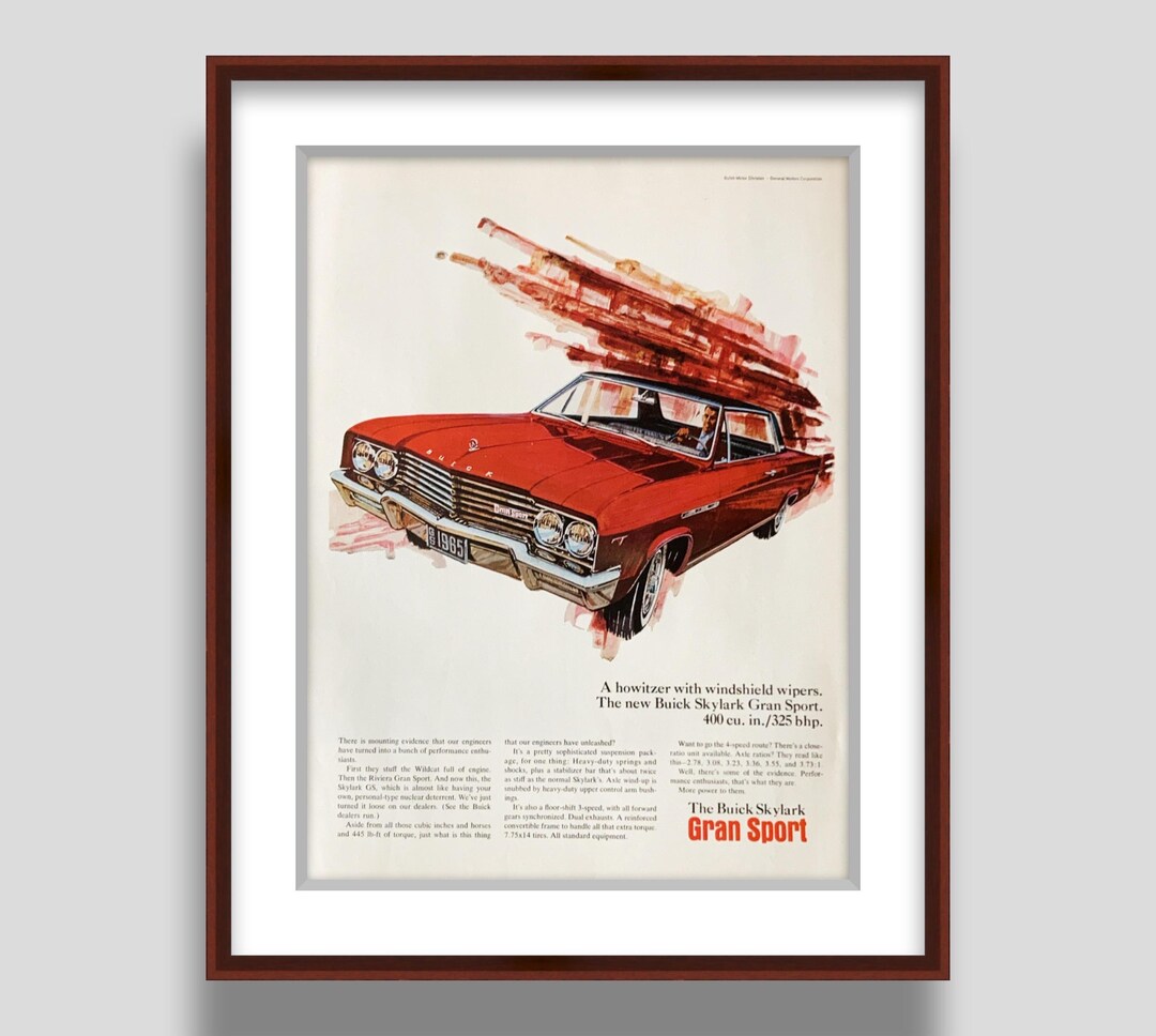 Original 1965 Buick Skylark Gran Sport Ad – Vintage Car Print - Etsy
