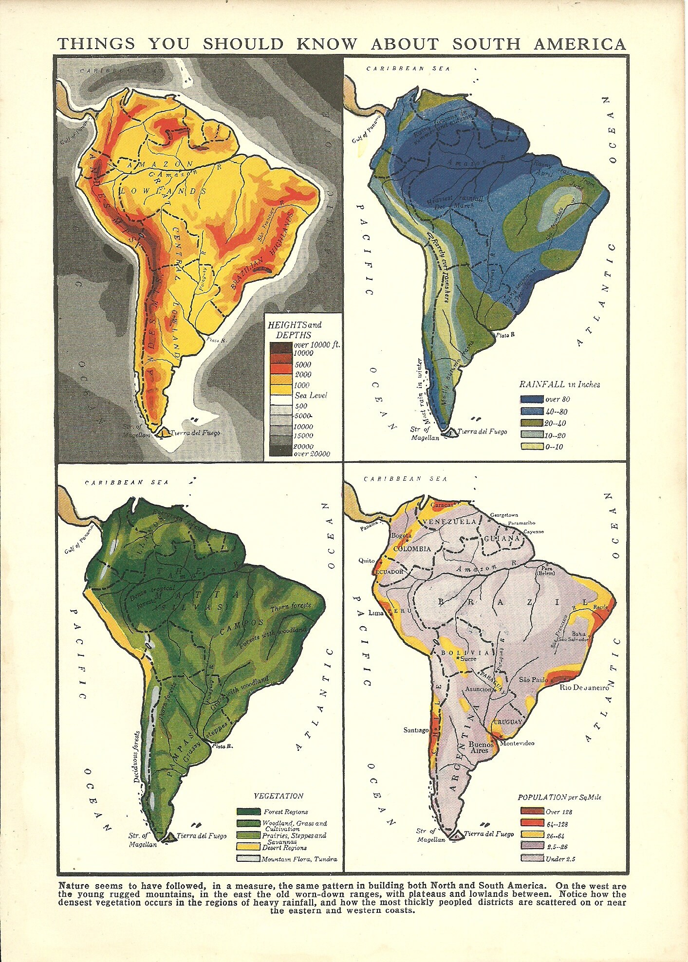 1922 South America Map: Antique Geography Print - Etsy