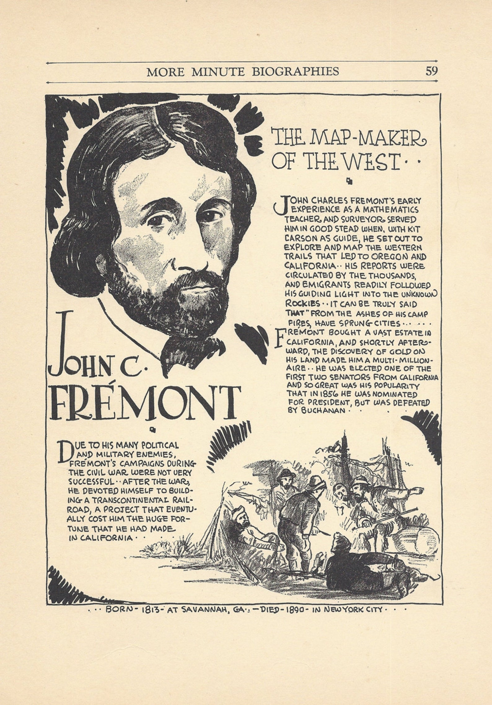 John C. Fremont Vintage Art Print Classroom Decor History | Etsy