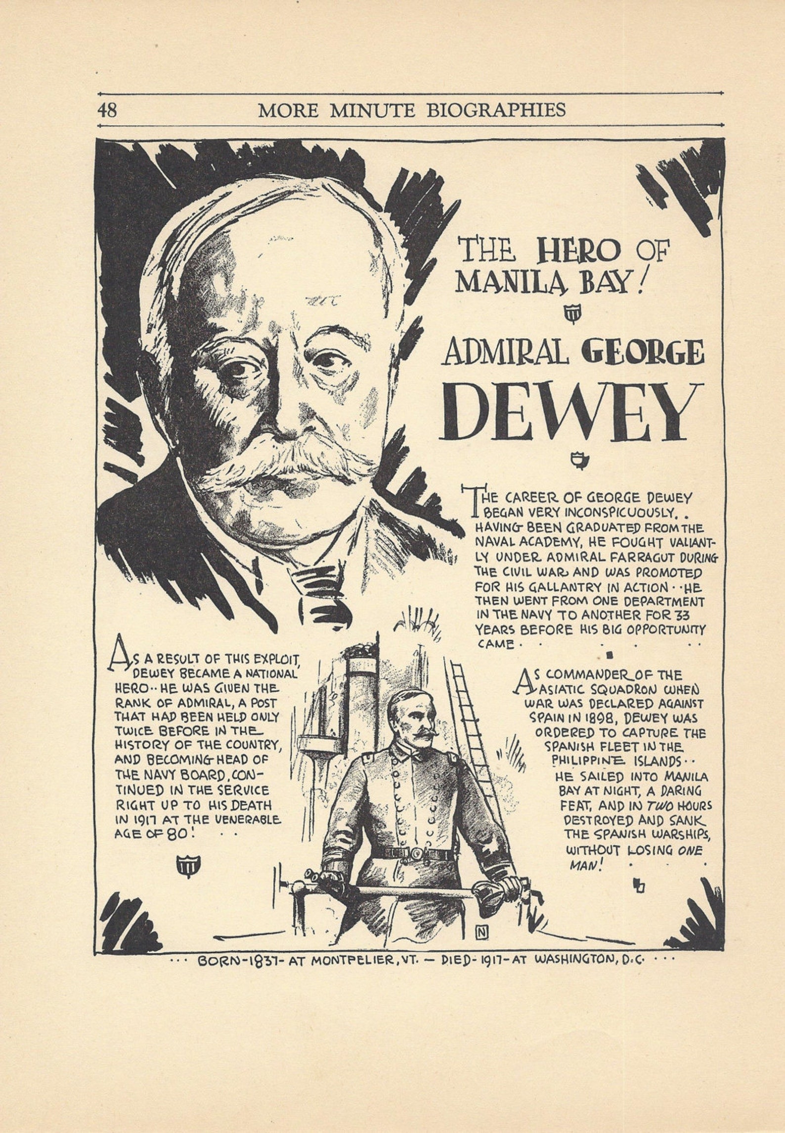 Admiral George Dewey Vintage Art Print Classroom Decor | Etsy