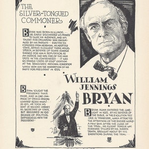William Jennings Bryan, Vintage Art Print, History Teacher Gift ...
